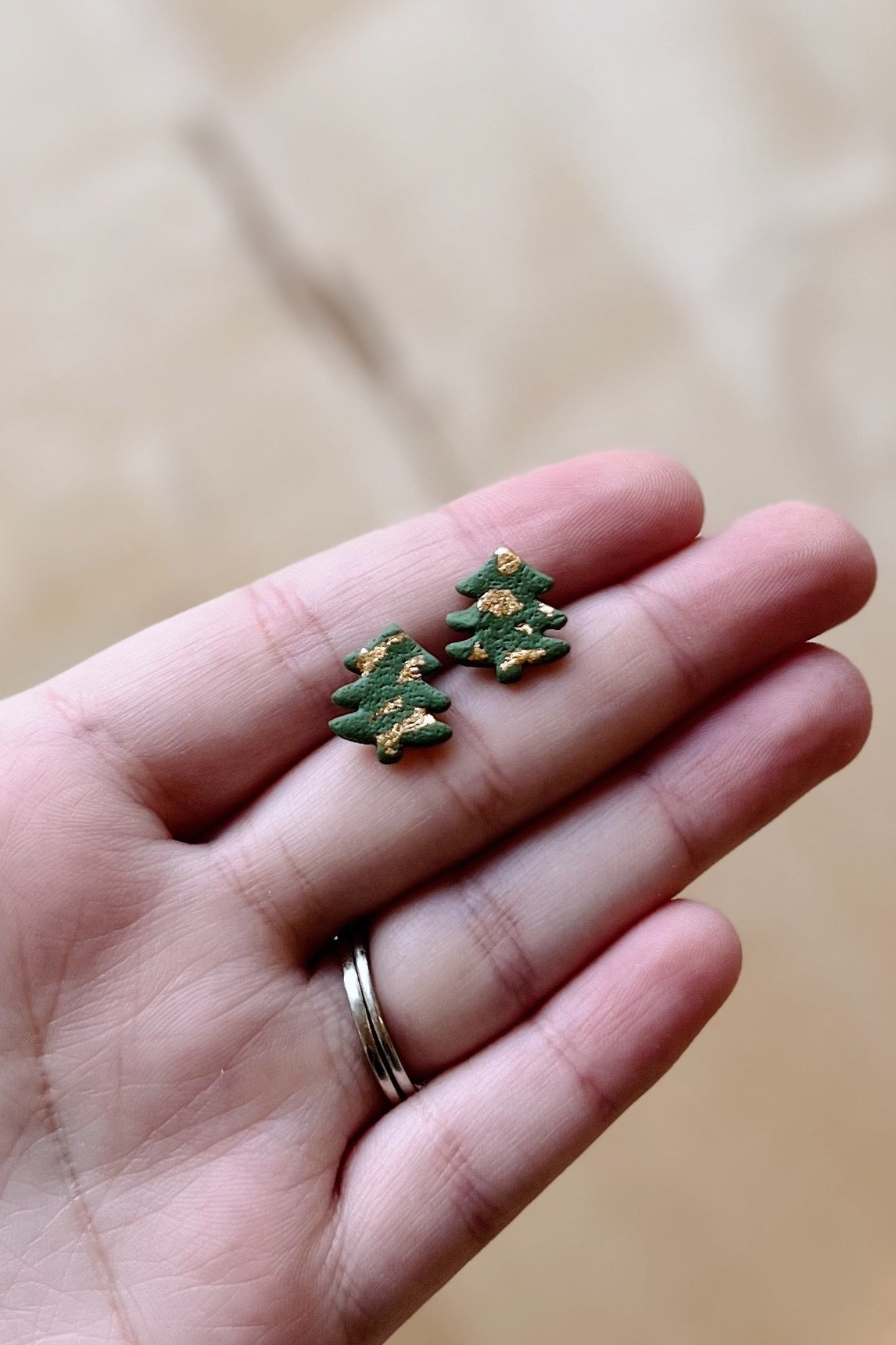 gold leaf tree studs – kaleidoclay